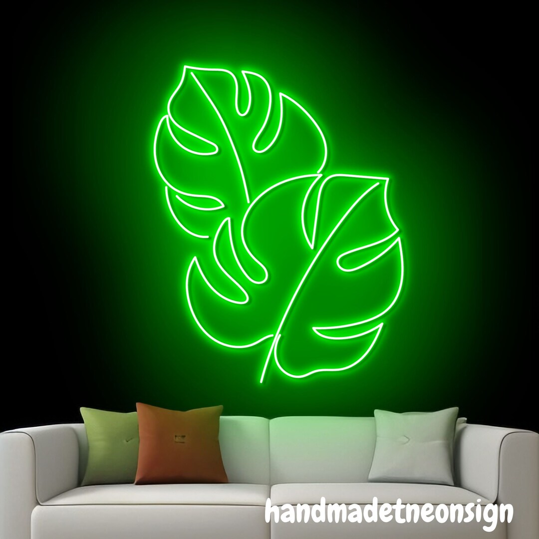Monstera Leaf Neon Sign, Monstera Led Sign, Monstera Led Light, Green ...