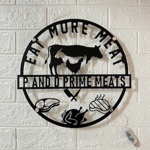 Custom Fresh Cow Goat Chicken Meat Shop Metal Wall Art LED Light ...