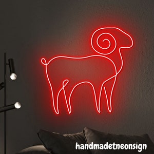 Sheep Line Art Neon Wall Sign, Sheep Led Wall Sign, Animal Neon Wall ...