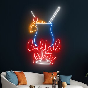 Cocktail Party Neon Light, Cocktail Neon Sign, Wine Bar Led Light ...