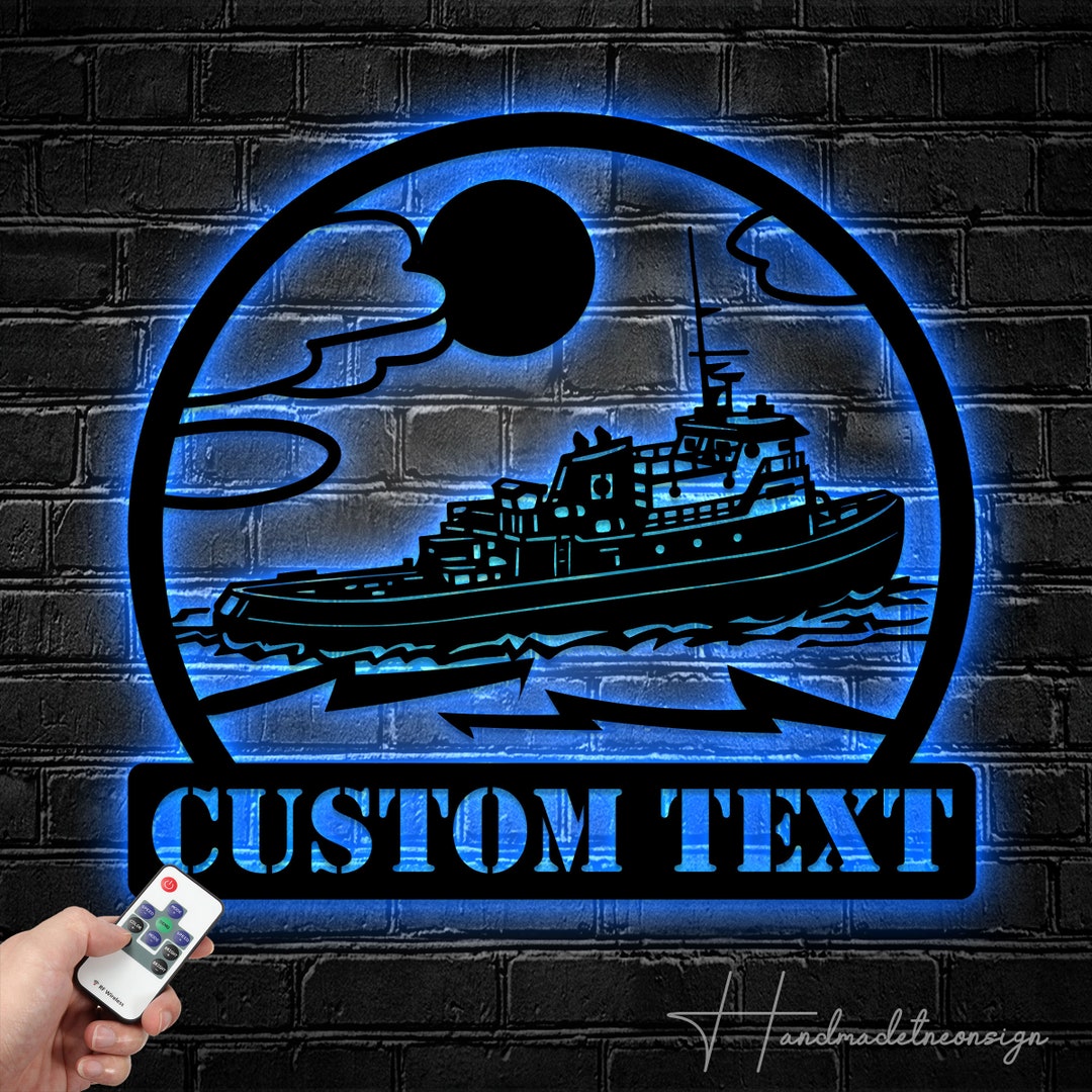 Custom Tugboat Metal Wall Art LED Light, Personalized Pillow Sailor ...