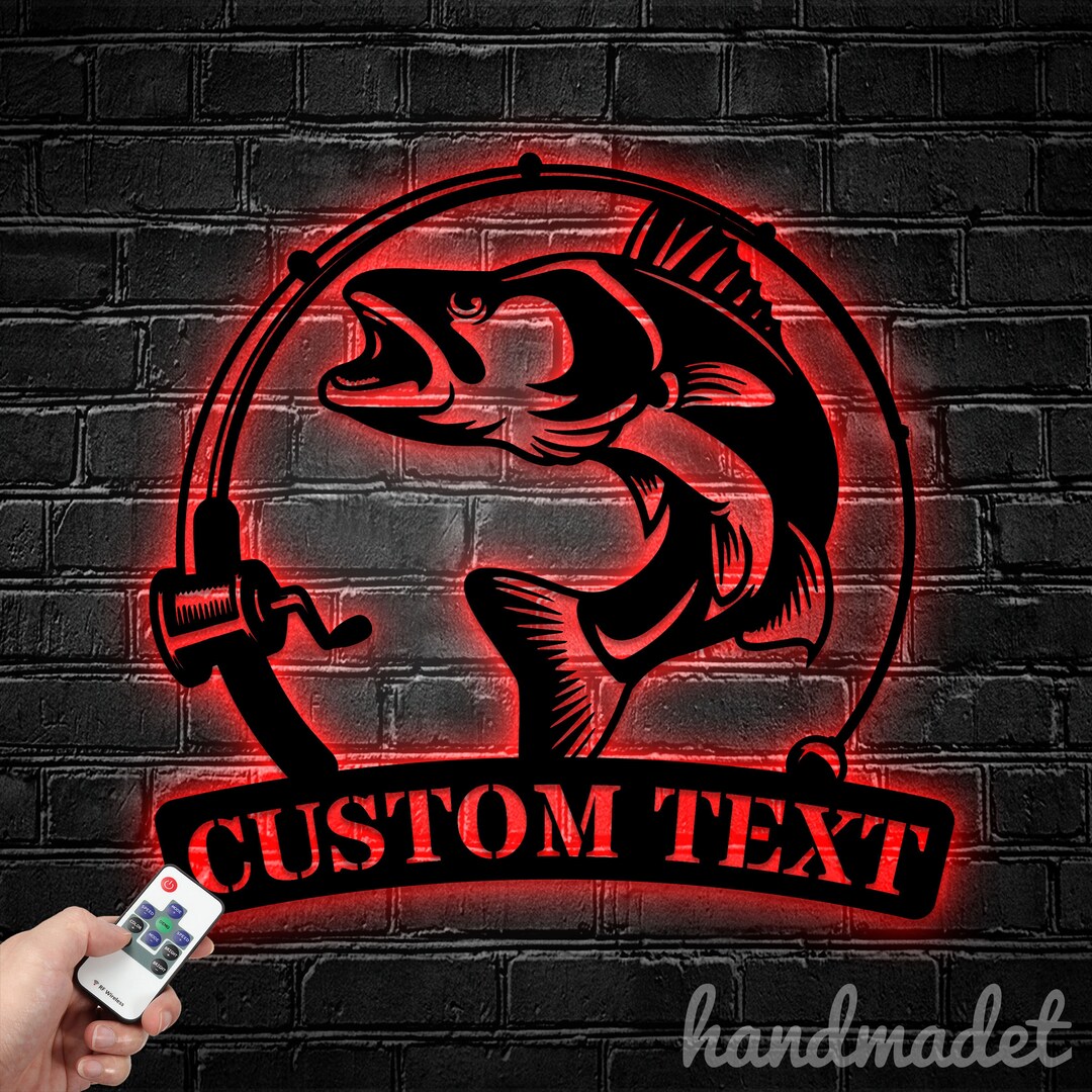 Personalized Walleye Fish Metal Wall Sign, Fish Metal Wall Light ...