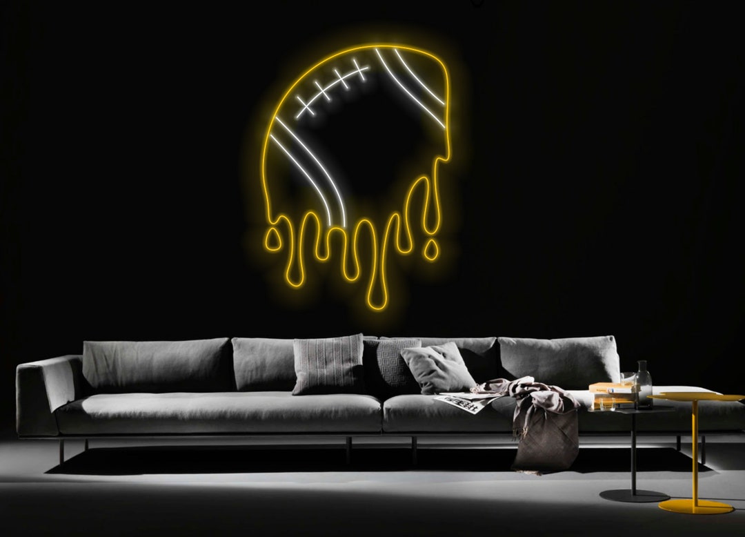 Dripping Football Led Sign, Football Neon Sign, Wall Decor, Custom Neon ...