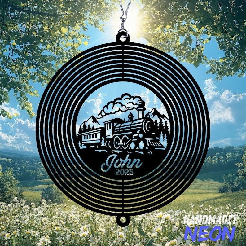 Custom Train Metal Wind Spinner , Personalized Train Wind Spinner With ...