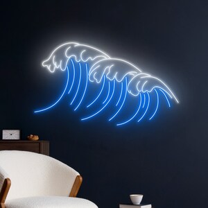 Custom Wave Neon Sign, Waves Neon Light, Beach Led Light, Big Ocean ...