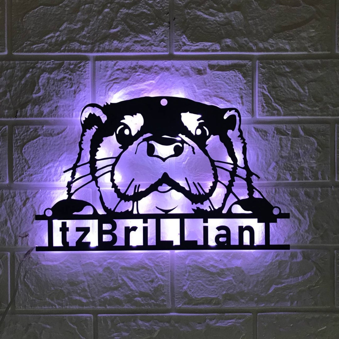 Custom Otter Metal Wall Art LED Light - Personalized Otter Name Sign ...