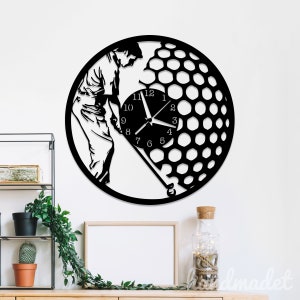 Custom Golf Wall Clock Unique, Sport Year Date Round Wall Clock, Text ...