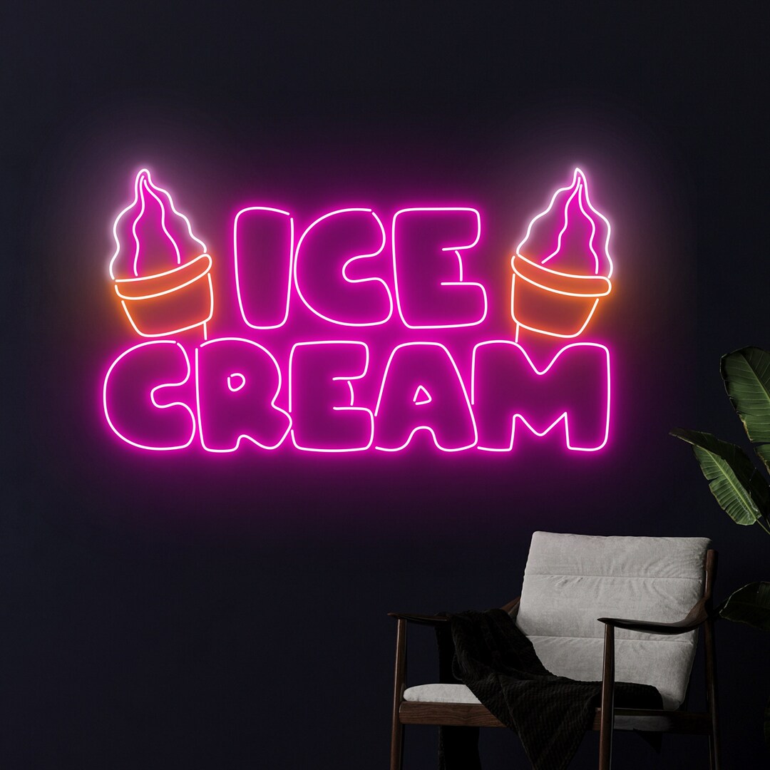 Ice Cream Neon Sign, Ice Cream Neon Light, Ice Cream Cone LED Light ...