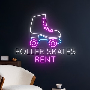 Roller Skate Rent Neon Sign, Rolling Skate Led Sign, Roller Skate Shoes ...