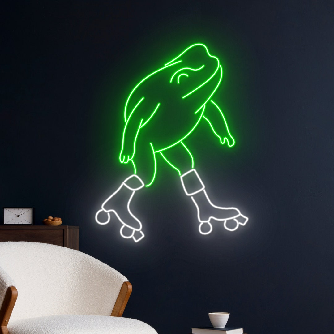 Frog Roller Skating Neon Sign, Skateboard Frog Led Sign, Toad ...