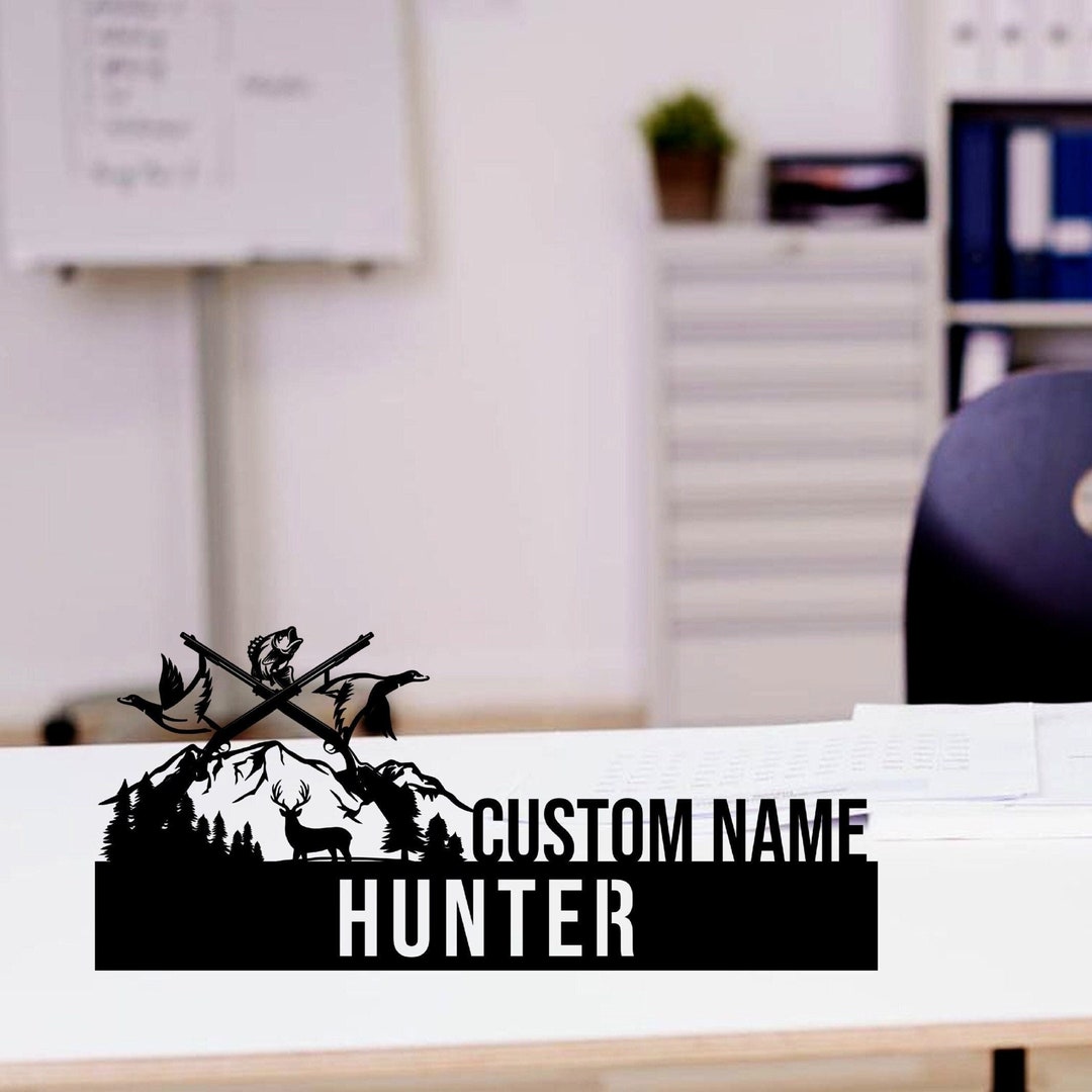 Custom Hunter Desk Name Plate, Hunter Metal Nameplate for Desk, Hunter ...