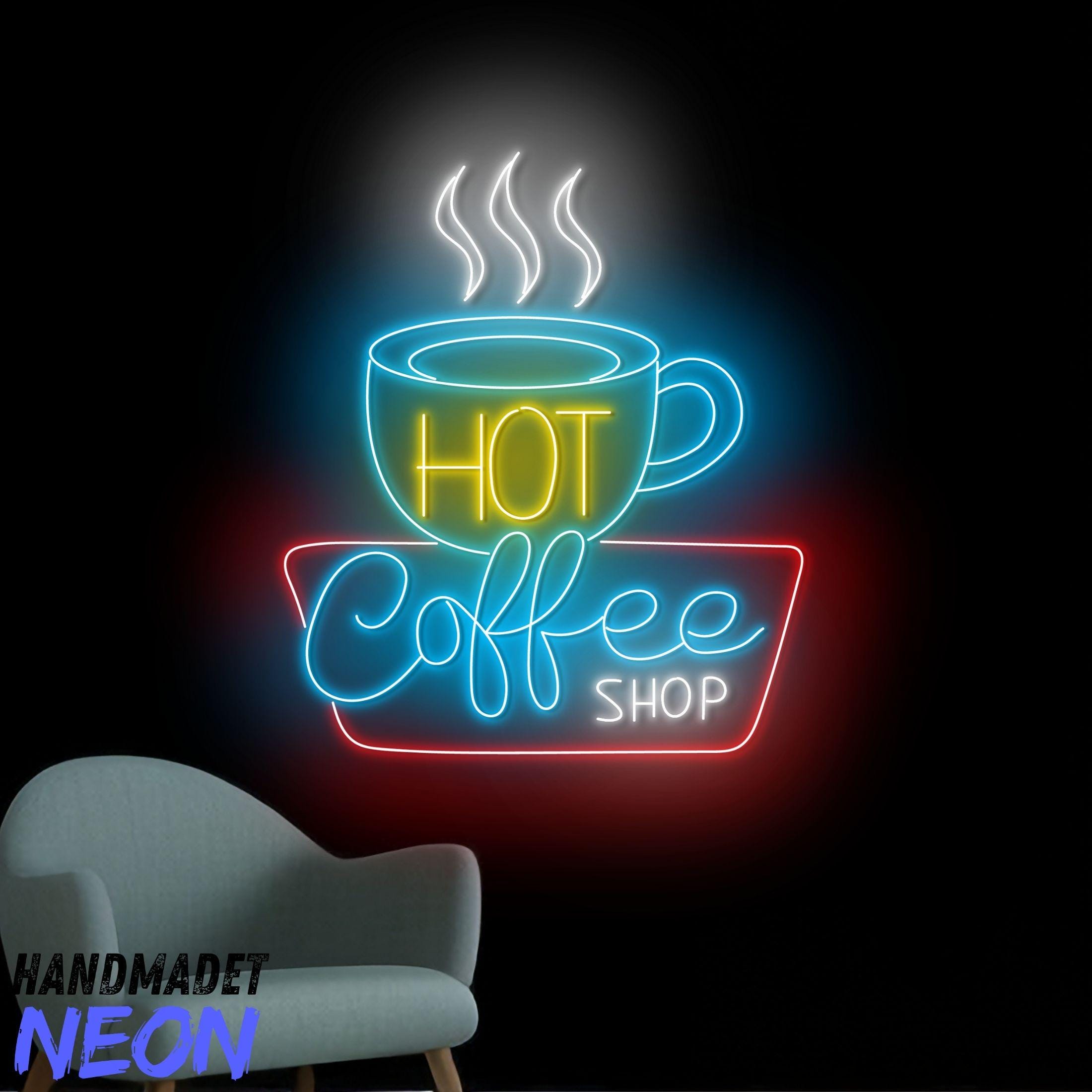 Hot Coffee Shop Neon Sign, Coffee Led Sign, Coffee Cup Neon Light ...