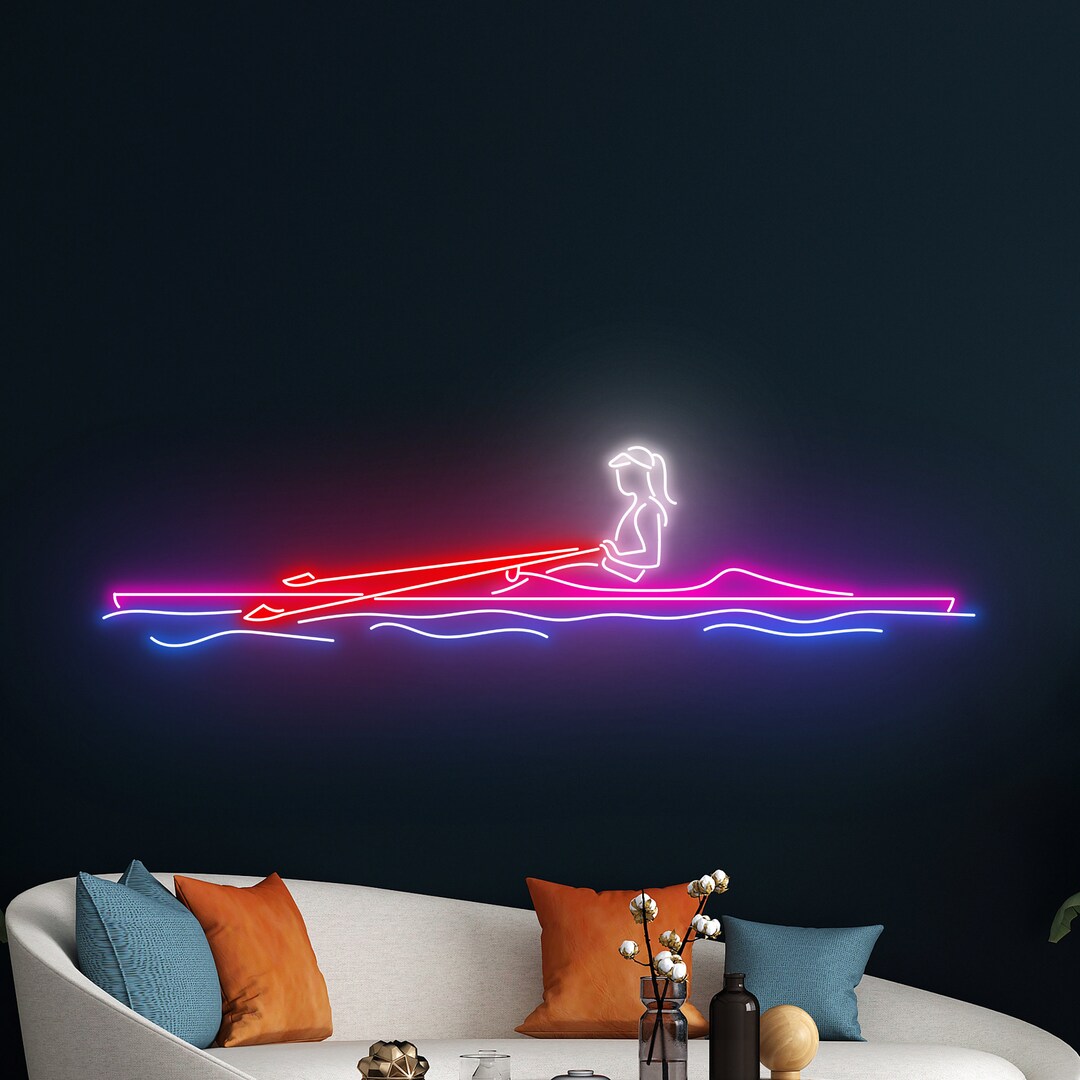 Rowing Girl Neon Sign, Rowing Boat Led Sign, Rowing Boat Lady Neon Sign ...
