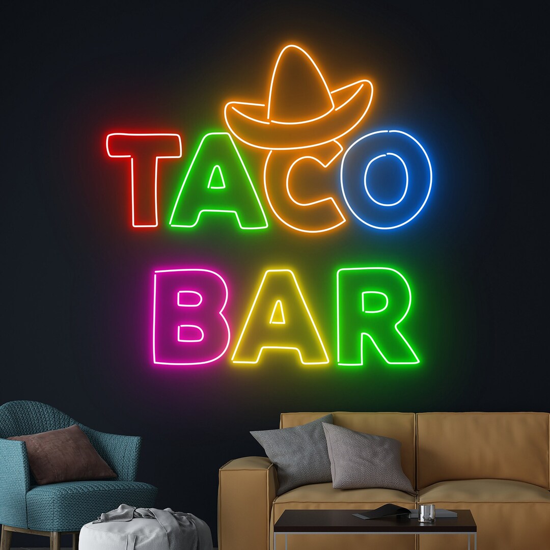 Taco Bar Neon Sign, Tacos LED Sign, Taco Neon Light, Tacos Chef LED ...