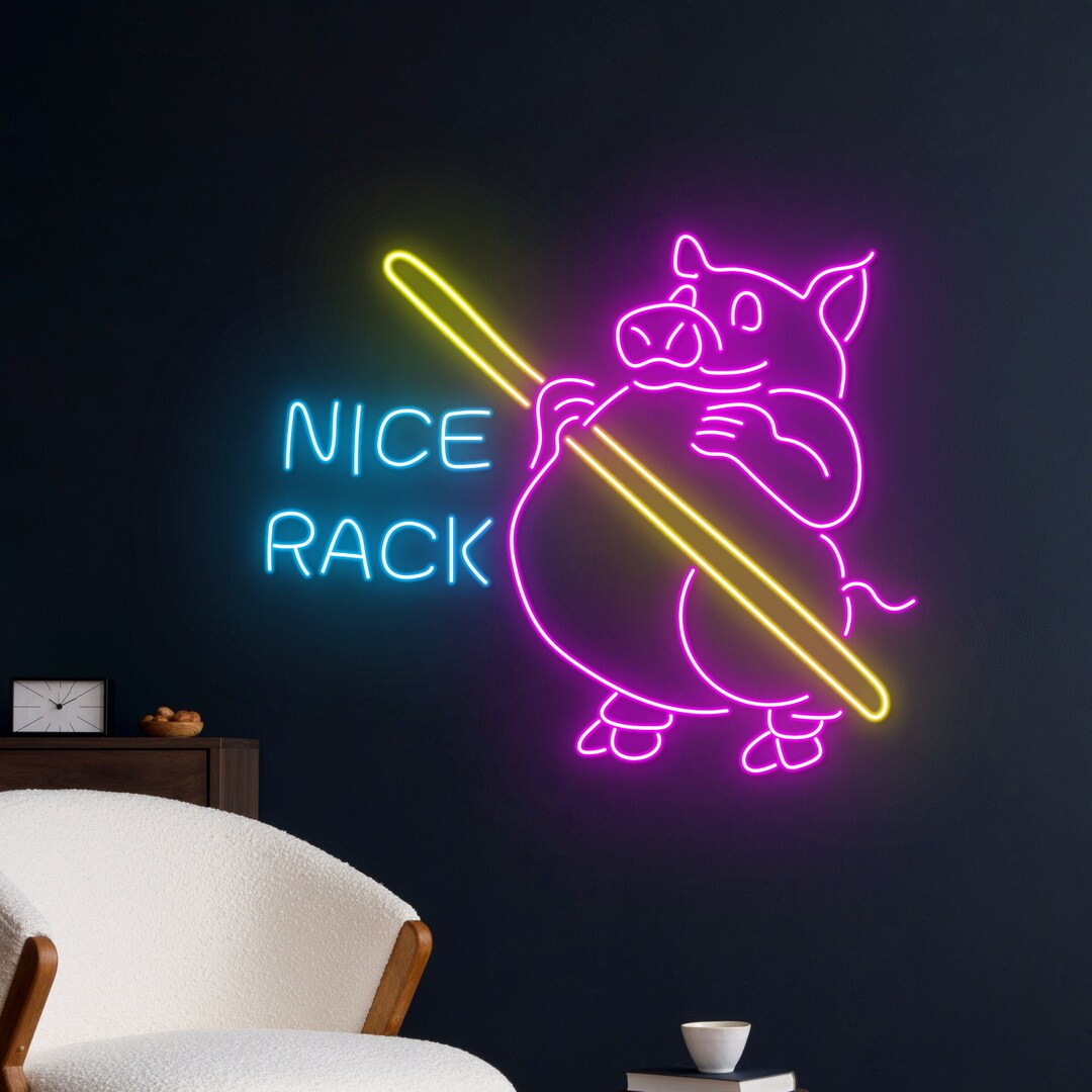 Nice Rack Pig Billiard Neon Sign, Billiard Pig Neon Light, Pig ...