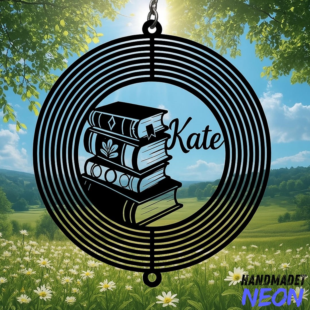 Personalized Reading Wind Spinner, Custom Librarian Metal Garden Decor ...