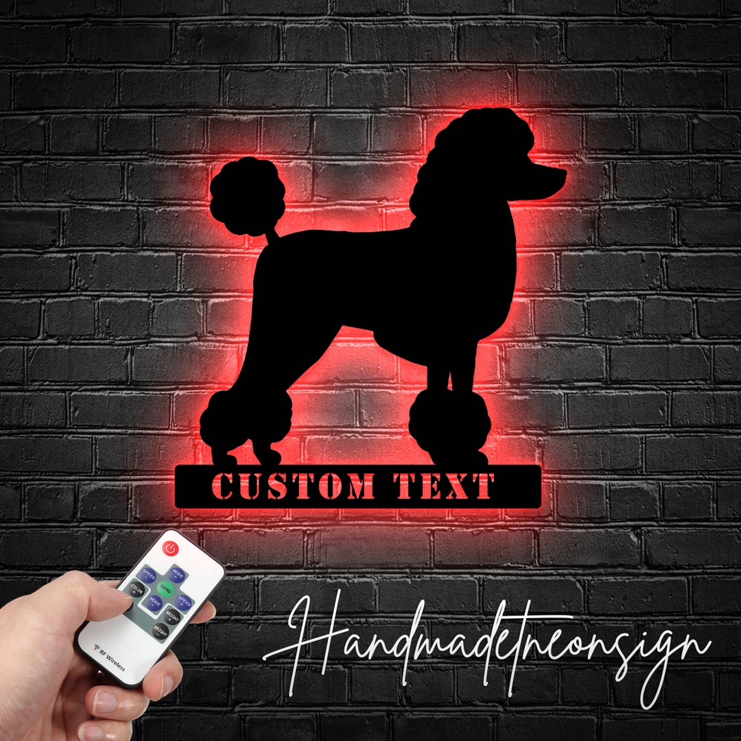 Custom Poodle Metal Wall Art LED Light - Personalized Dog Lover Name ...