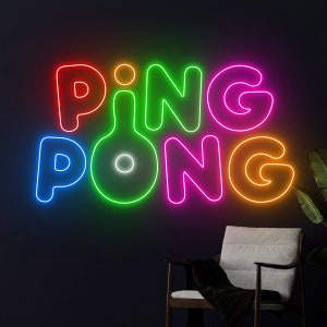 Ping Pong Led Sign, Table Tennis Neon Sign, Table Tennis Racket Neon ...