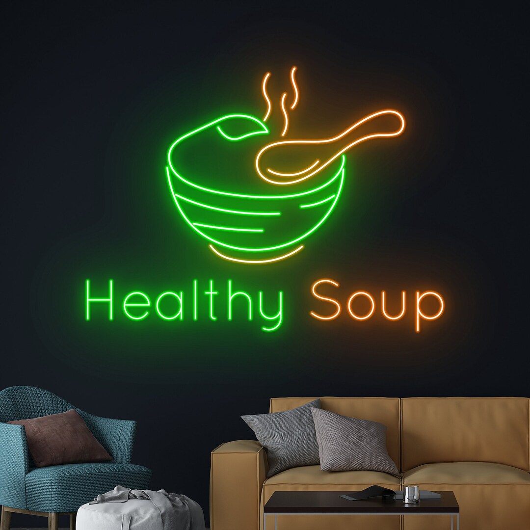 Heathy Soup Neon Sign, Healthy Soup Led Sign, Soup Neon Light, Food ...