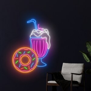 Milkshake Donut Neon Led Sign, Milkshake Neon Sign, Donut Neon Light ...