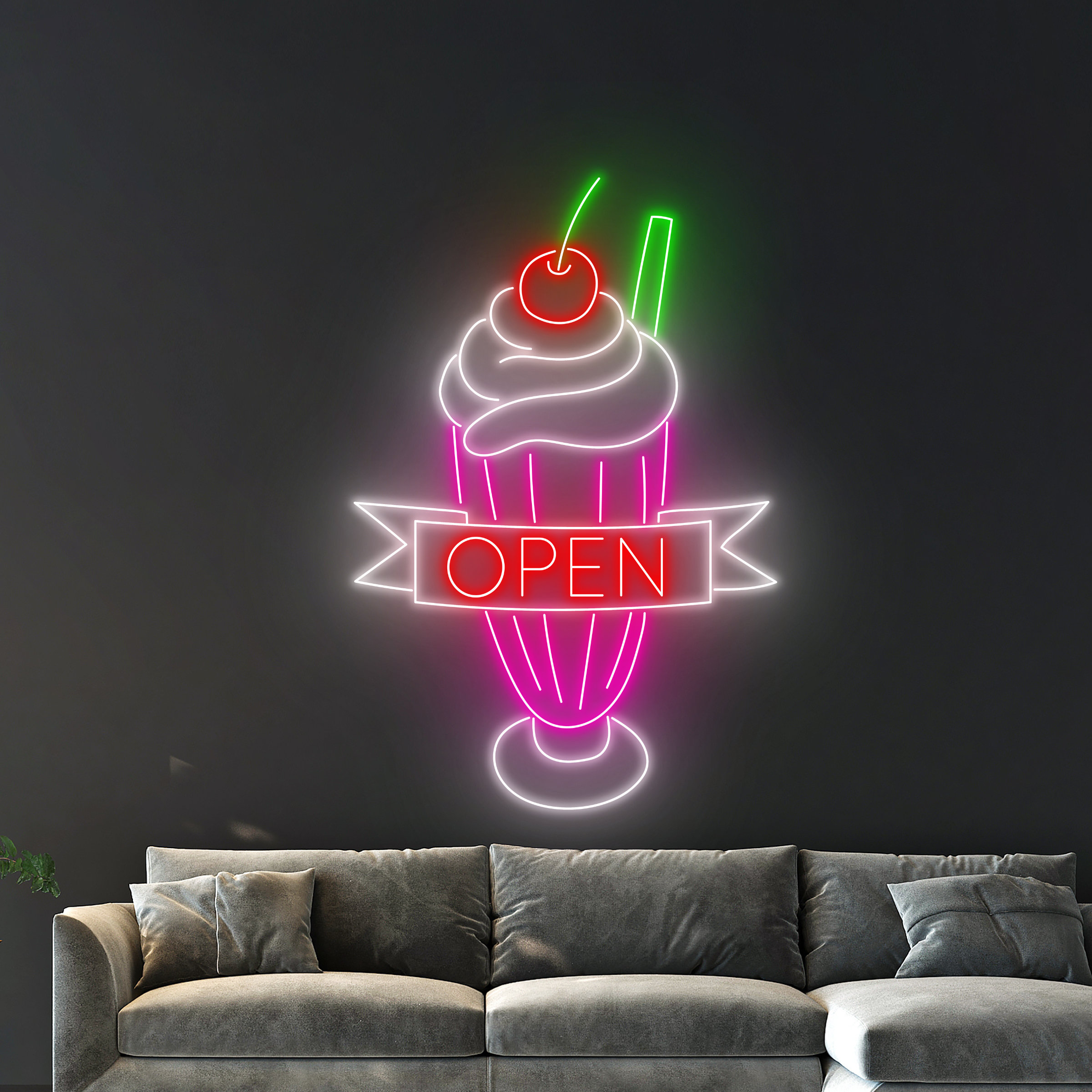 Milkshake Open Neon Led Sign, Open Milkshake Neon Sign, Milkshakes Neon ...