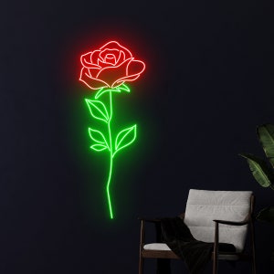 Rose Flower Led Sign, Rose Flower Neon Sign, Rose Neon Light, Floral ...