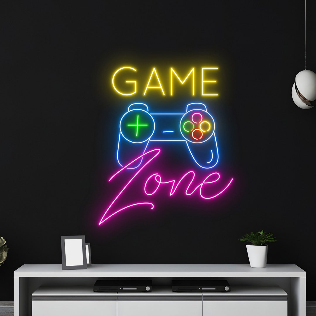 Game Zone Neon Sign, Game Controller Led Light, Gamepad Led Sign ...