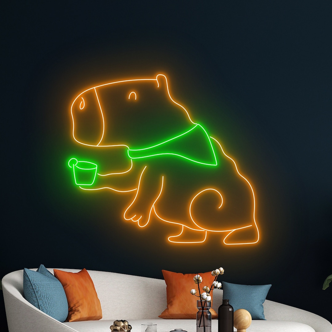 Capybara Caipirinha Neon Sign, Cute Capybara Neon Light, Capybara Led ...