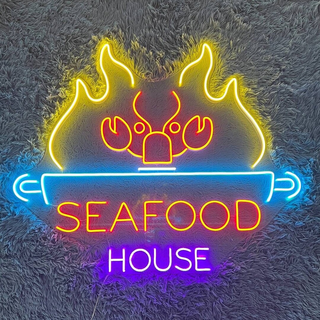 Seafood Neon Sign, Seafood Led Sign, Seafood Led Light, Seafood ...