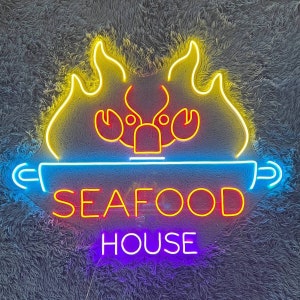 Seafood Neon Sign, Seafood Led Sign, Seafood Led Light, Seafood ...
