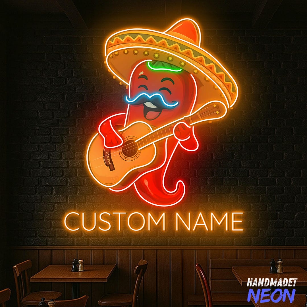 Mexican Chili Neon Sign: Spicy Food LED Neon Light, Guitar Wall Decor ...