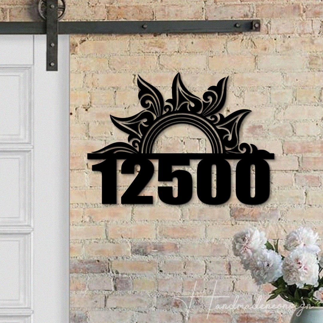 Personalized Sun House Number, Sunset Home Number Metal Wall Sign ...
