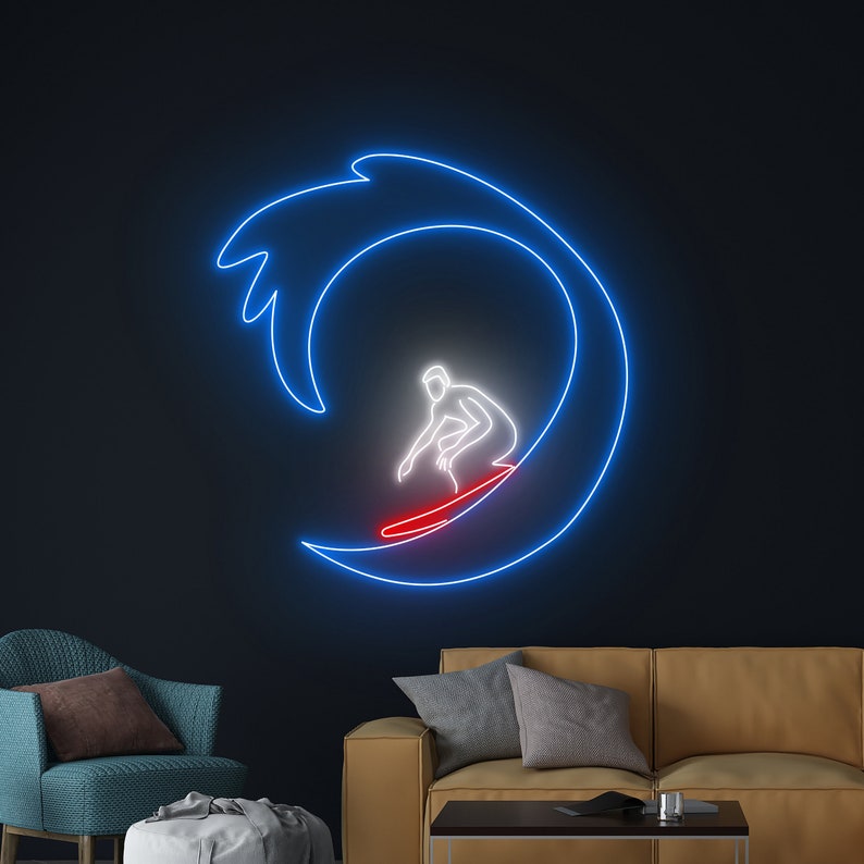 Surfman Neon Sign, Surf Led Sign, Surfboard Sign, Surf Man Neon Sign ...
