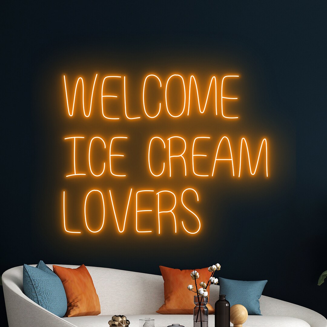 Welcome Ice Cream Lovers Neon Sign, Ice Cream LED Sign, Ice Cream Neon ...