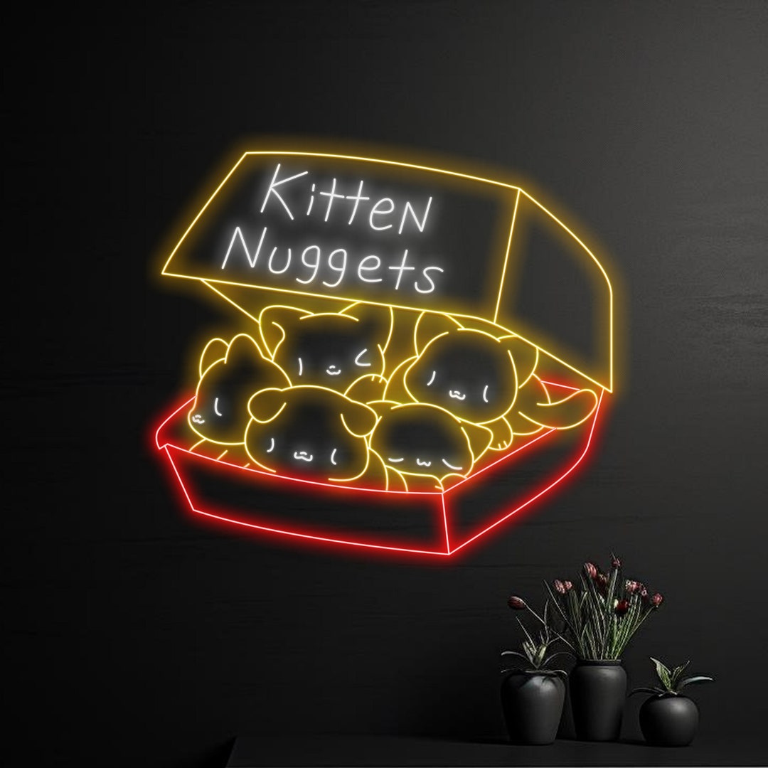 Custom Kitten Nuggets Neon Sign, Cat Chicken Nuggets Led Sign, Fried ...