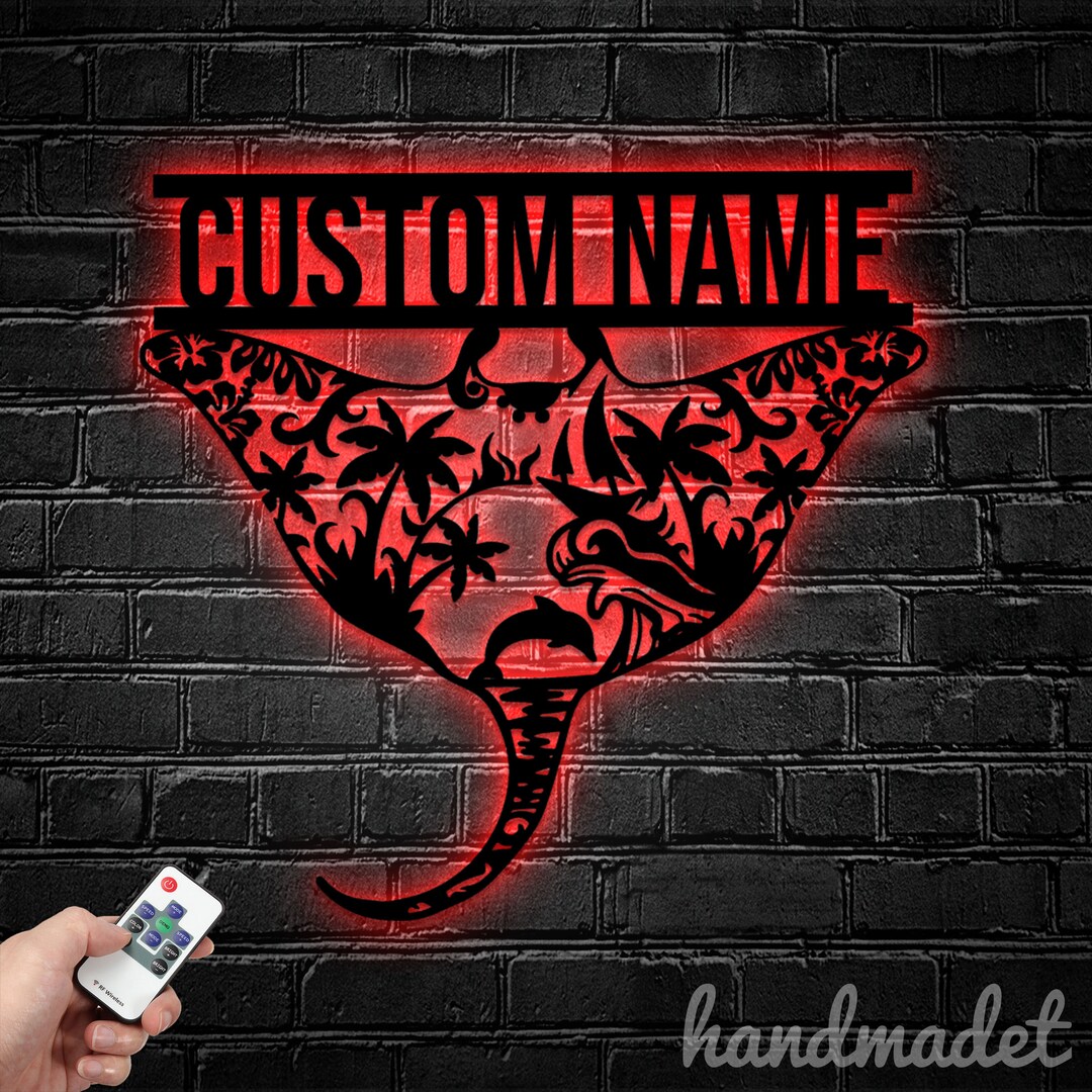 Personalized Stingray Metal Sign, Stingray Metal Light, Stingray Led ...