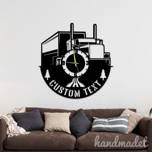 Semi Truck Wall Clock Unique, Truck Round Wall Clock, Truck Driver ...