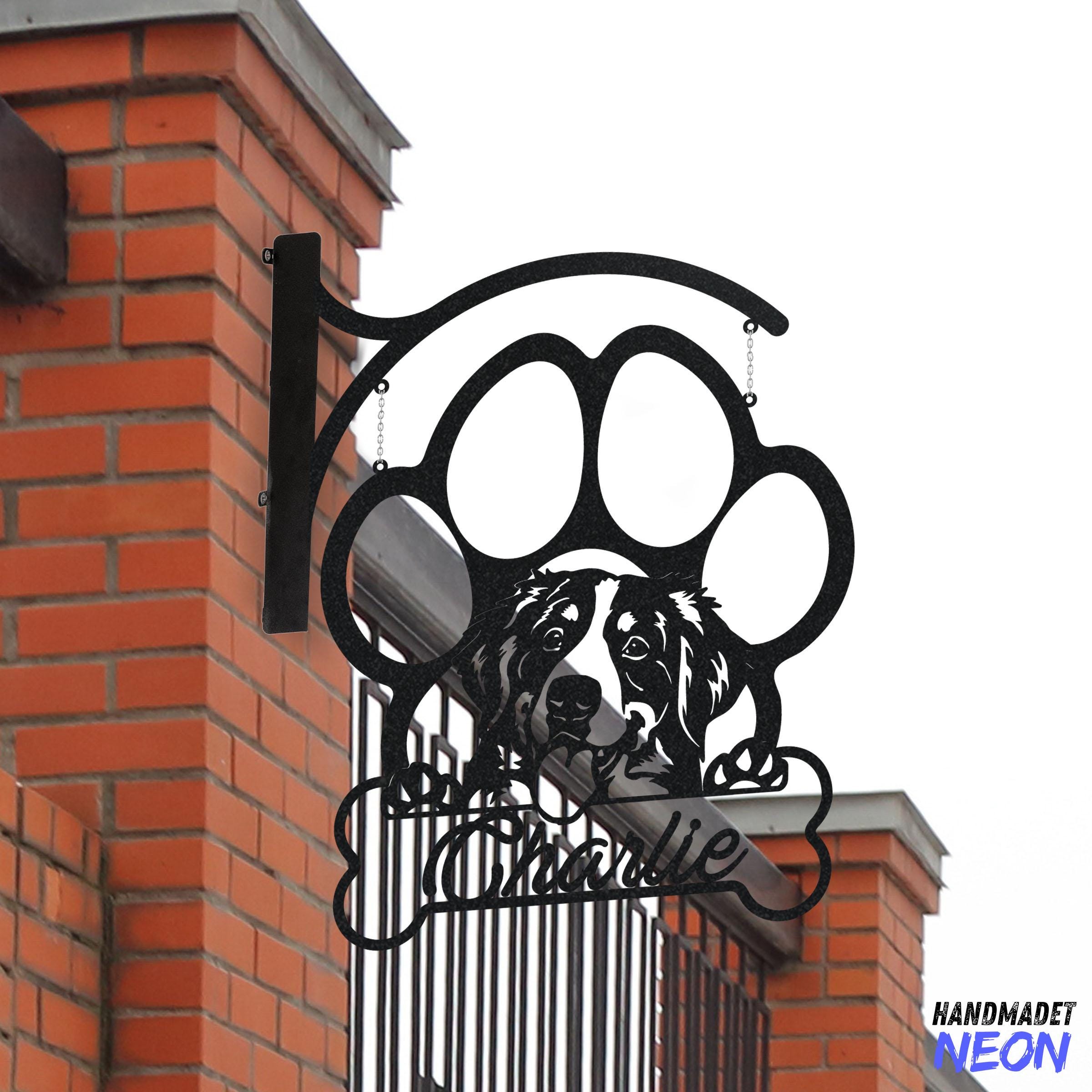 Personalized Bernese Mountain Dog Hanging Sign, Paw Dog Outdoor Hanging ...