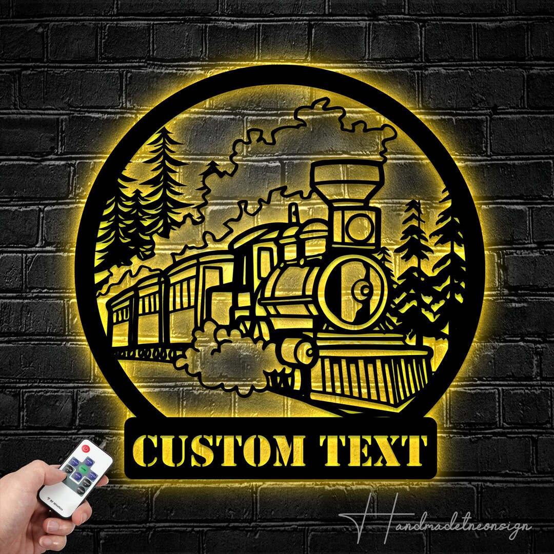 Custom Steam Train Locomotive Metal Wall Art With LED Light ...