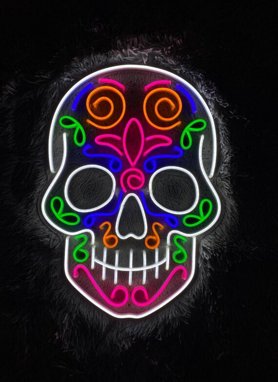 Skull Led Sign Skull Halloween Led Sign Wall Decor Bar Neon - Etsy