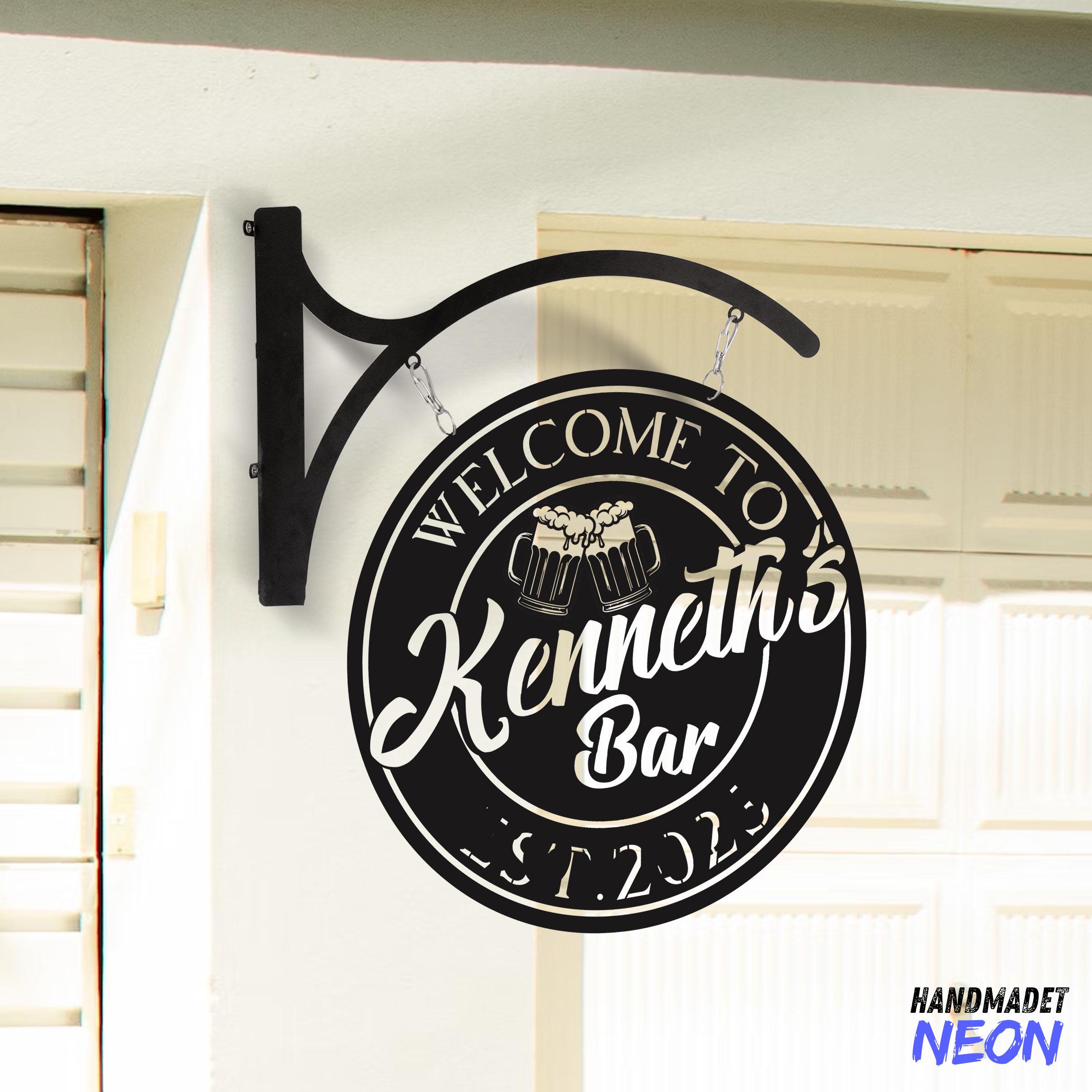 Personalized Bar Hanging Sign, Beer Bar Outdoor Metal Hanging Sign ...