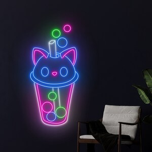 Bubble Tea Logo Neon Sign, Boba Tea Neon Light, Milk Tea Led Sign, Tea ...