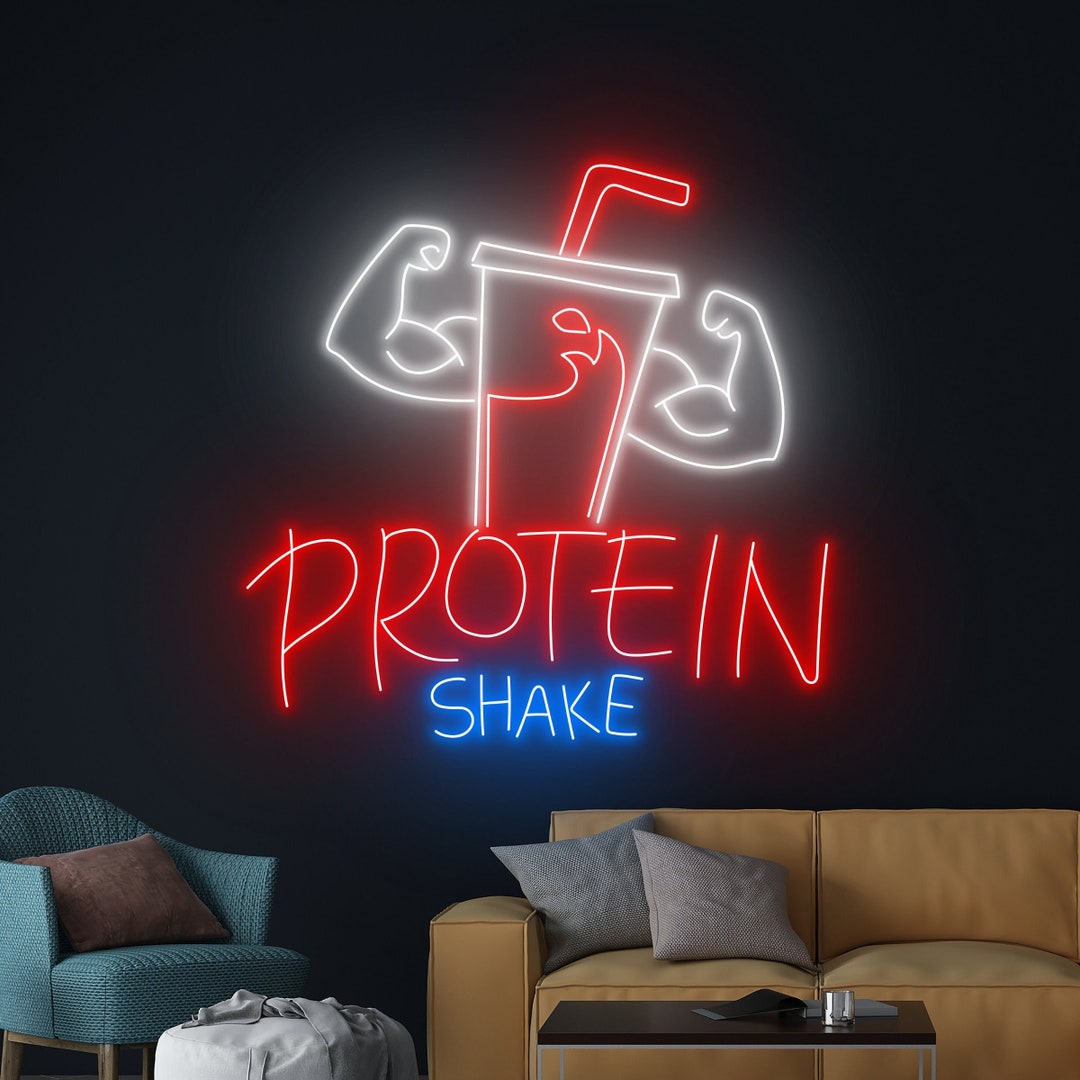 Whey Nutrition Led Neon Sign, Protein Shake Led Sign, Protein Shake ...