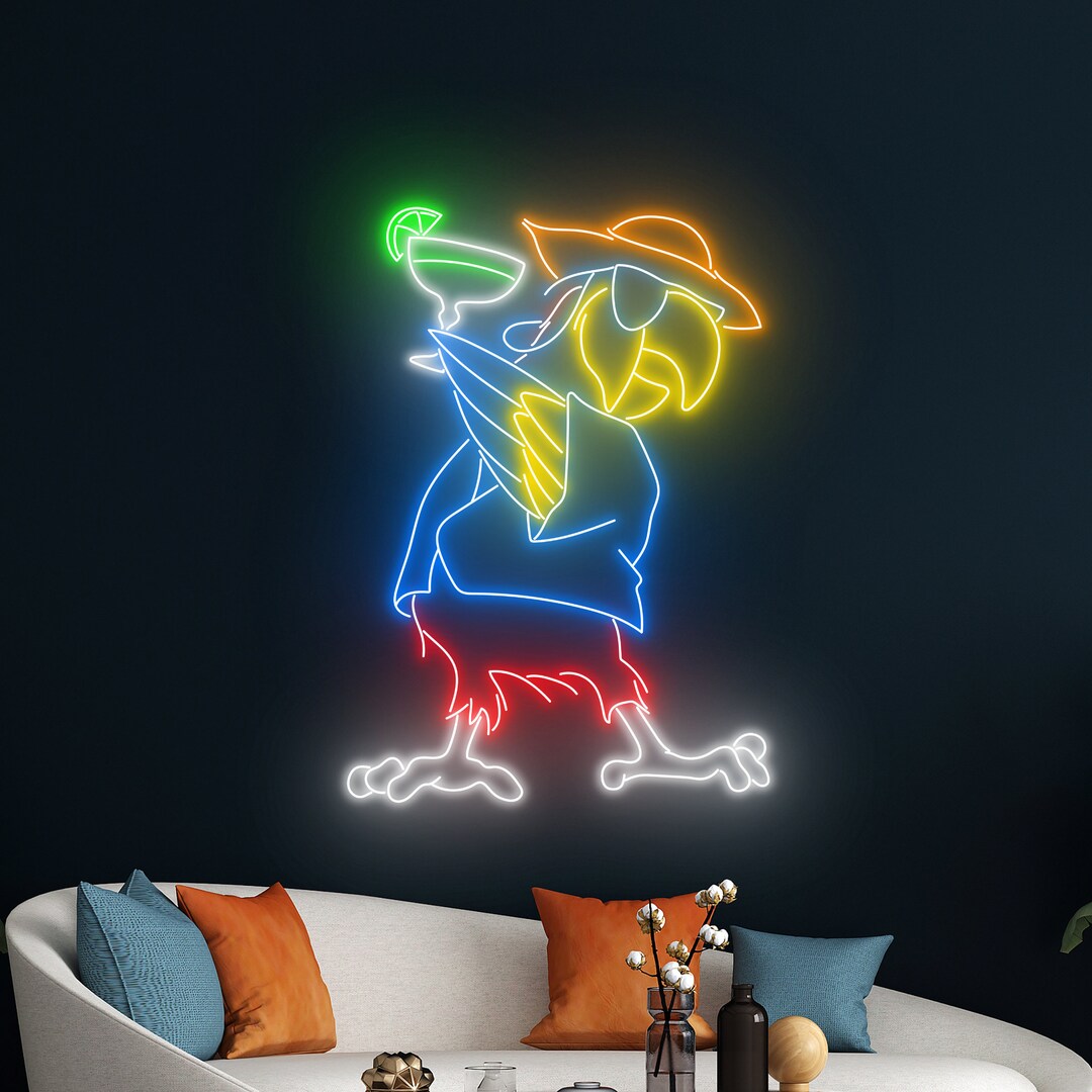 Parrot Margarita Neon Sign, Margarita LED Light, Margarita Parrot Neon ...