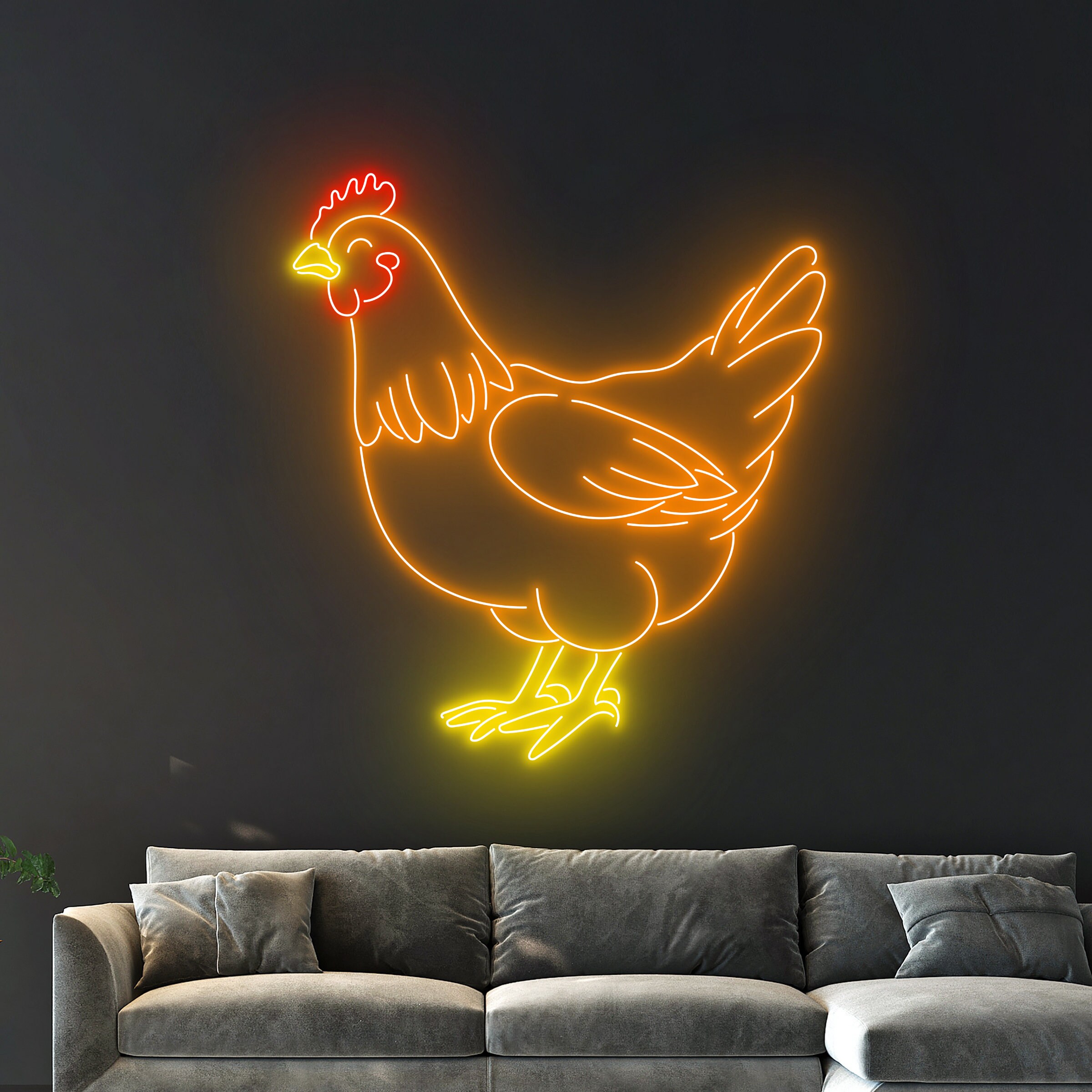 Hen Neon Sign, Hen Chicken Led Sign, Chicken Neon Light, Animal Led ...