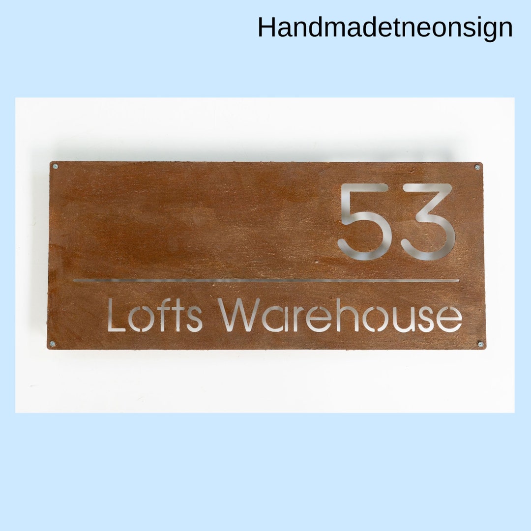 Personalized House Number Horizontal Rusty, Rusty House Number Sign ...