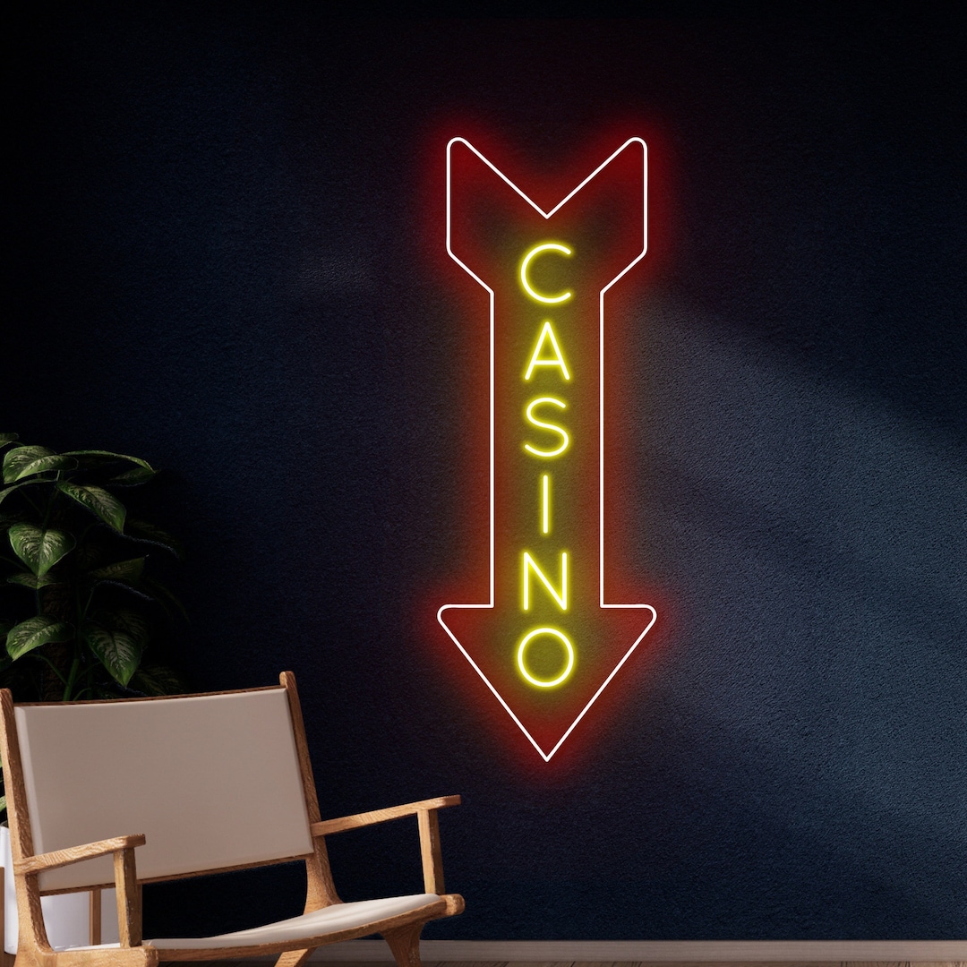 Casino Arrow Down Neon Sign, Casino Arrow Led Light, Custom Arrow ...