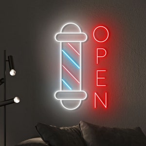 Barber Open Neon Wall Sign, Hair Salon Led Wall Sign, Hair Cut Neon ...