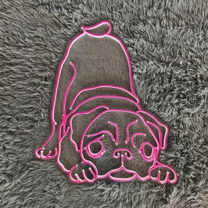 Pug Yoga Pose Led Sign, Pug Dog Neon Sign, Wall Decor, Cute Pug Led ...