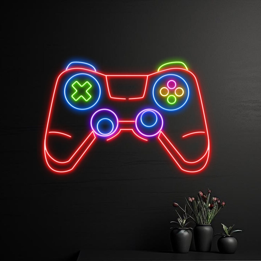 Game Controller Neon Sign, Controller Led Sign, Game Player Led Light ...